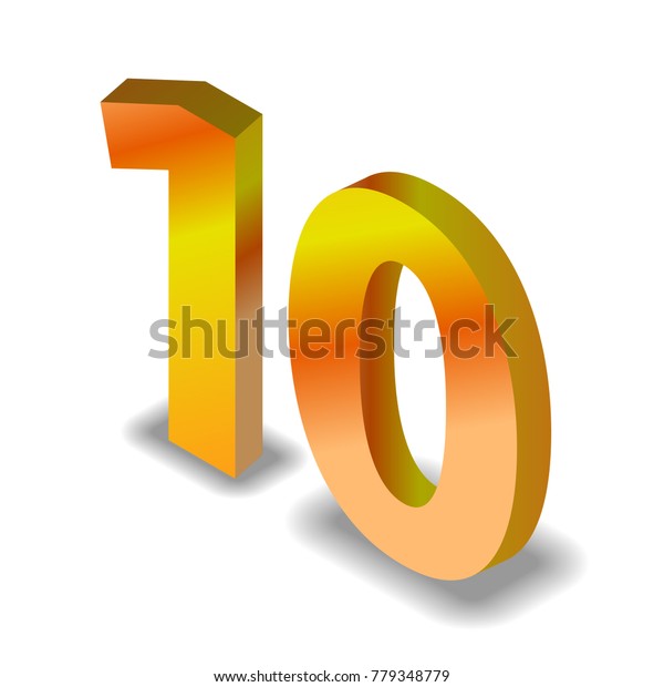 Golden Number 10 Isometric Design Vector Stock Vector (Royalty Free ...