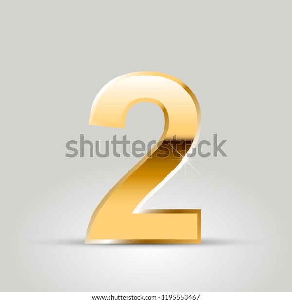 Golden Number 2 Vector Font Isolated Stock Vector (Royalty Free ...