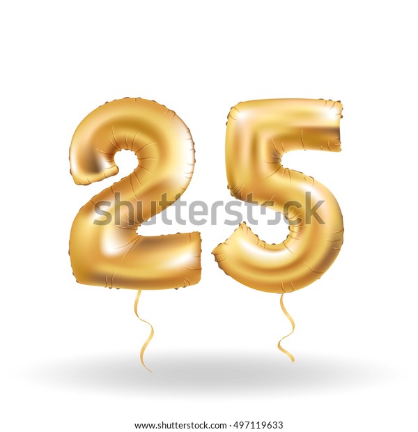 Golden number 25 fünfundzwanzig Metallballon. Partydekoration goldener ...