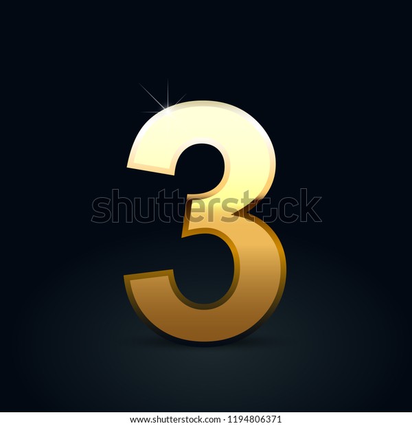 Golden Number 3 Vector Font Isolated: เวกเตอร์สต็อก (ปลอดค่าลิขสิทธิ์ ...