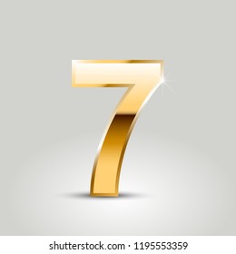 Golden Number 7 Vector Font Isolated Stock Vector (Royalty Free) 1195553359