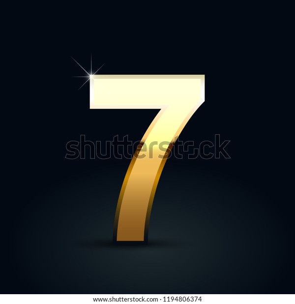 Golden Number 7 Vector Font Isolated Stock Vector (Royalty Free) 1194806374