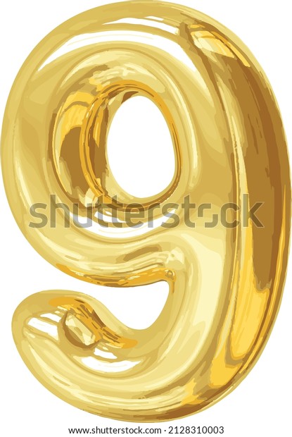 Golden Number 9 3d Illustration Stock Vector (Royalty Free) 2128310003 ...