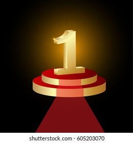 Golden Number One Podium Vector Illustration Stock Vector (Royalty Free ...