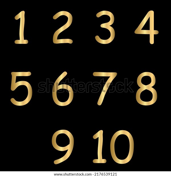 Golden Numbers One Ten Stock Vector (Royalty Free) 2176539121 ...