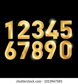 Bronze Shiny Numbers Set Golden Font Stock Vector (Royalty Free) 1854984217