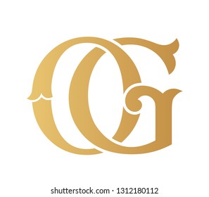 Golden Og Monogram Isolated White Stock Vector (Royalty Free ...