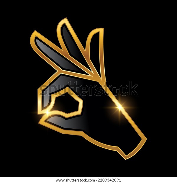 Golden Ok Hand Sign Vector Illustration Stock Vector (Royalty Free ...