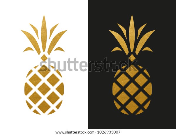Golden Pineapple Shape Stock Vector (Royalty Free) 1026933007
