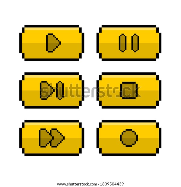 Golden Pixel Art Multimedia Button Icon Stock Vector (Royalty Free ...