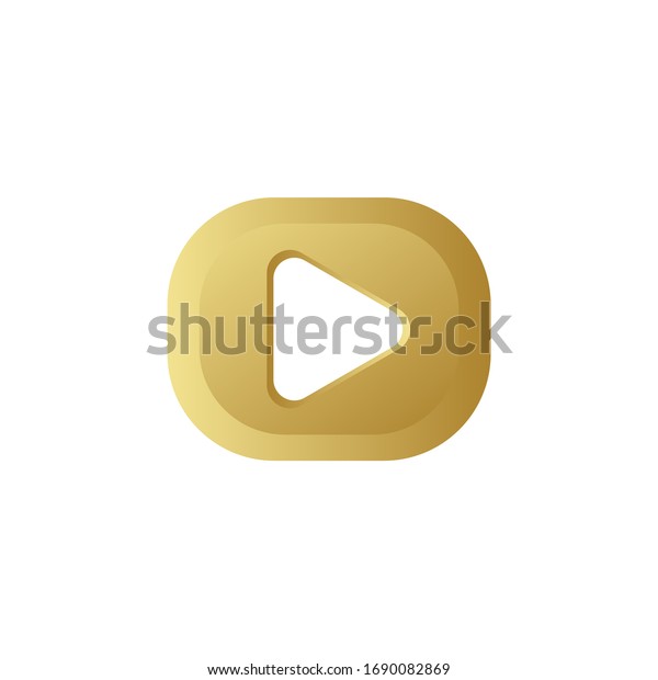 Golden Play Button Logo Design Stock Vector (Royalty Free) 1690082869 ...