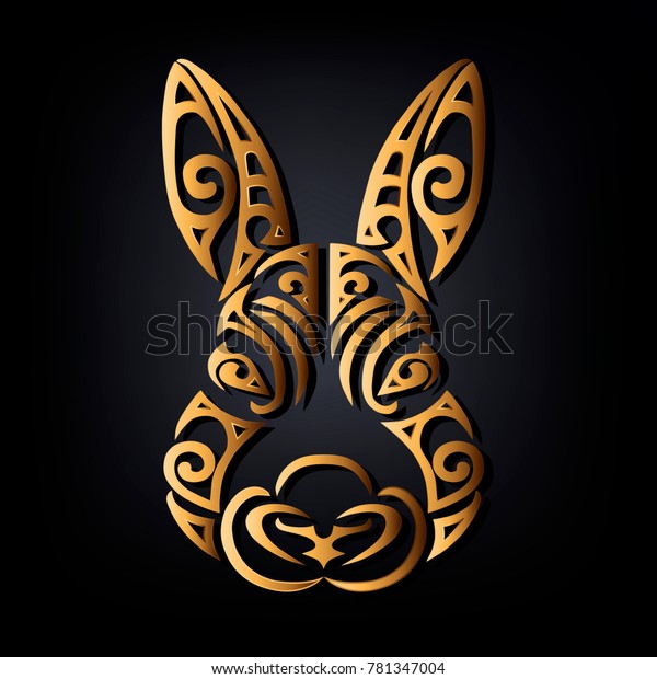 Golden Rabbit Head Isolated On Black Stock Vector (Royalty Free ...