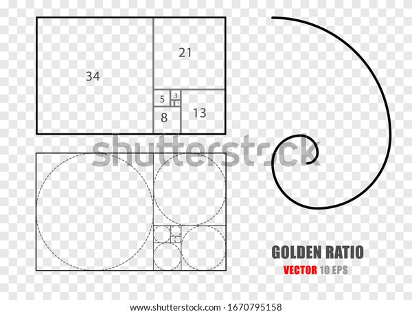 Golden ratio section rule. Mathematics formula of fibonacci spiral ...