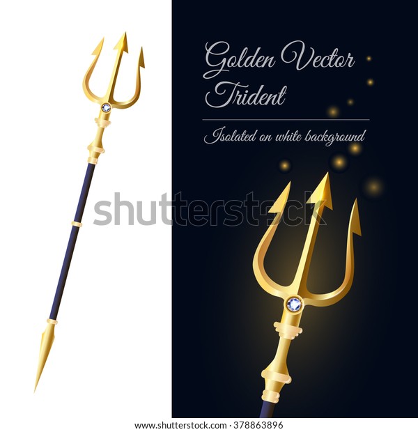 Golden Realistic Vector Trident Isolated On Stock Vector (Royalty Free ...