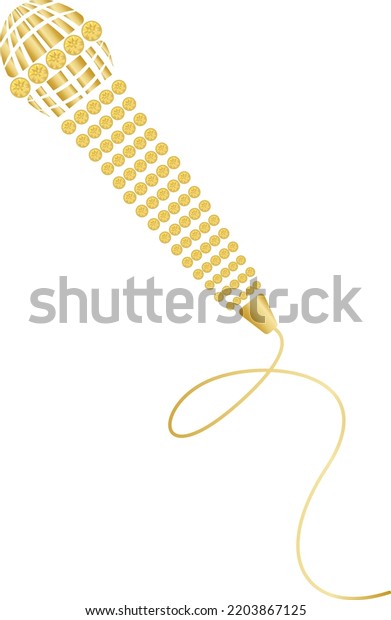 Golden Retro Microphone Rhinestones Vector Illustration Stock Vector ...