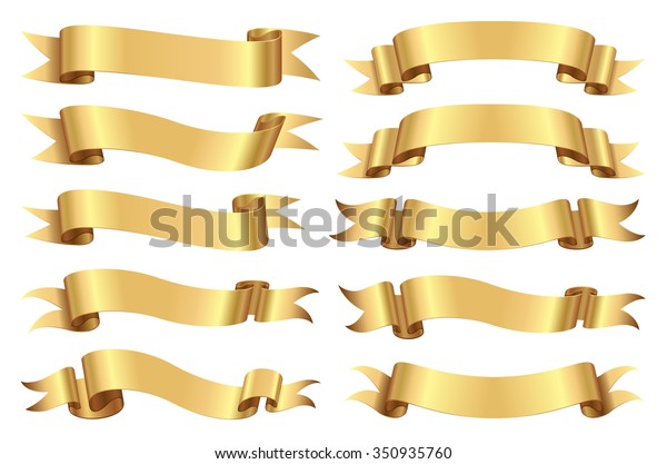 Golden Ribbon Set Stock Vector (Royalty Free) 350935760