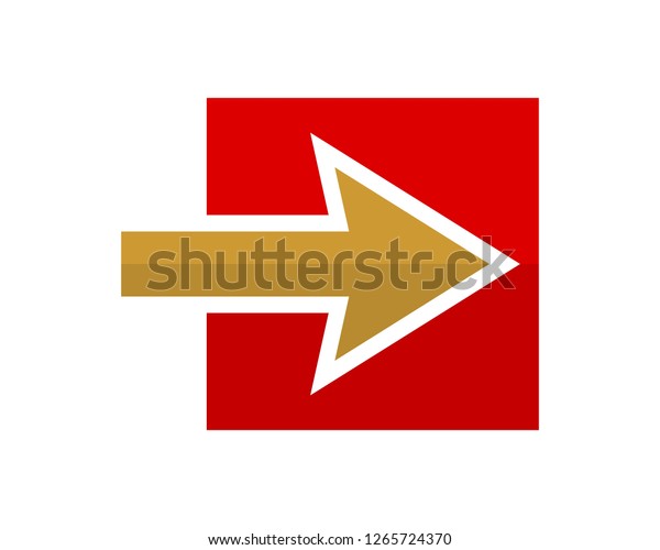 Golden Right Direction Arrow Red Square Stock Vector (Royalty Free ...