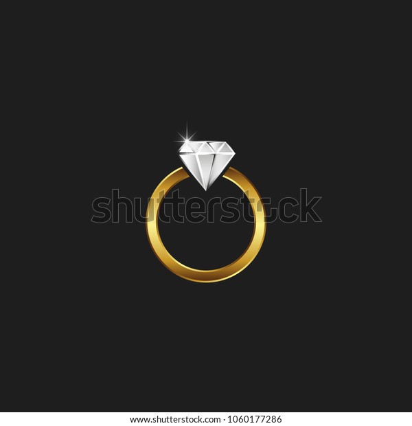 Golden Ring Diamond Logo Sparkling Jewel Stock Vector (Royalty Free ...