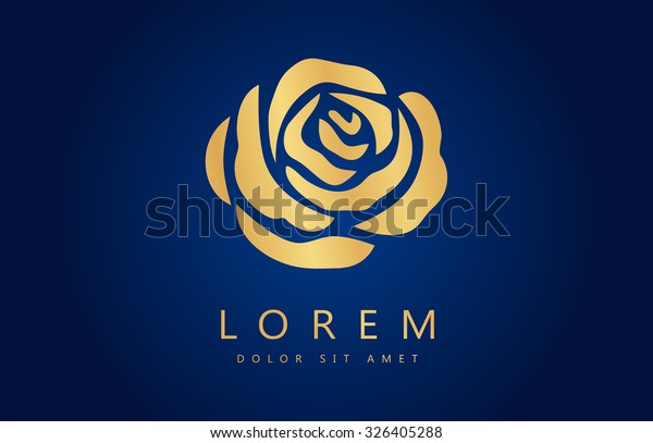 vector rosa dorado. logo floral.