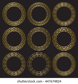 Golden Round Frames Set Traditional Ornament Stock Vector (Royalty Free ...