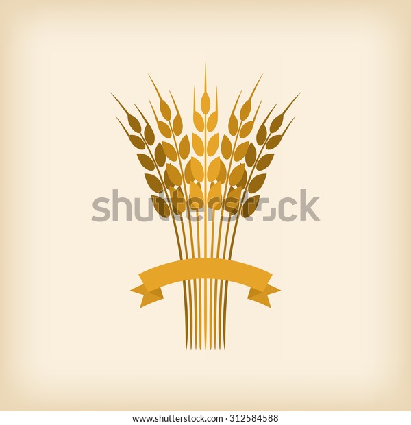 Golden Sheaf Wheat Ribbon Vector Illustration Stock Vector (Royalty ...