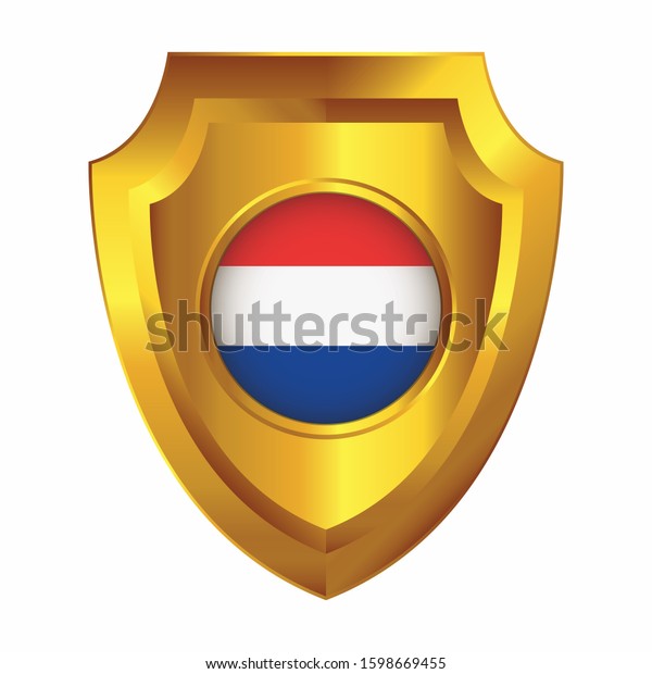 Golden Shield Design Netherlands Flag On Stock Vector (Royalty Free ...