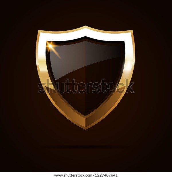 Golden Shield Icon Vector Illustration Stock Vector (Royalty Free ...