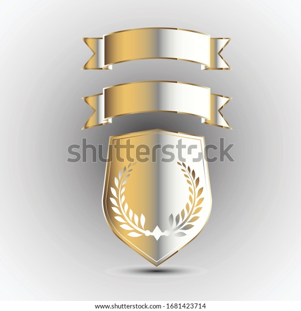 Golden Shield Ribbon Vector Design Badge Stock Vector (Royalty Free ...