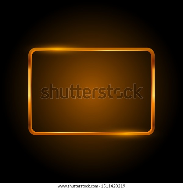 Golden Shiny Rectangle Frame Dark Background Stock Vector (Royalty Free ...