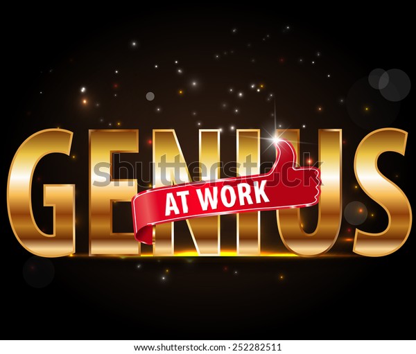 Golden Sign Warning Genius Work Thumbs Stock Vector (Royalty Free ...