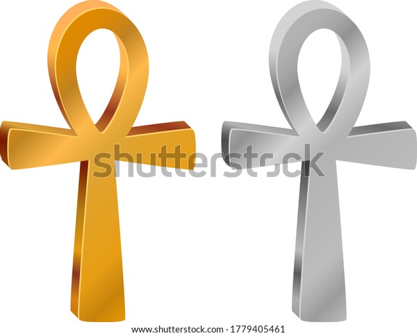 Golden Silver Ankh On White Background Stock Vector (Royalty Free ...