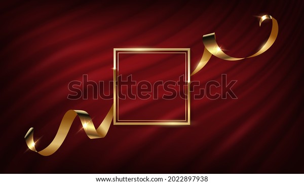 Golden Square Frame Ribbon On Red Stock Vector (Royalty Free ...