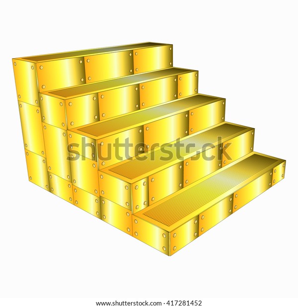 Golden Stair 3d On White Background Stock Vector (Royalty Free ...