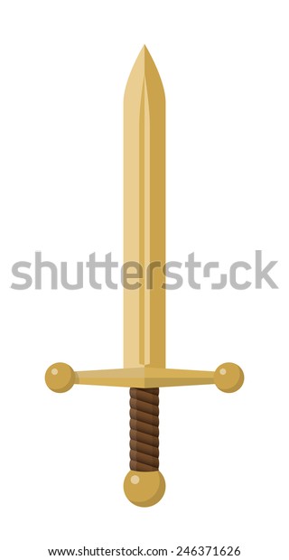 Golden Sword Flat Design Leather Handle Stock Vector (Royalty Free ...