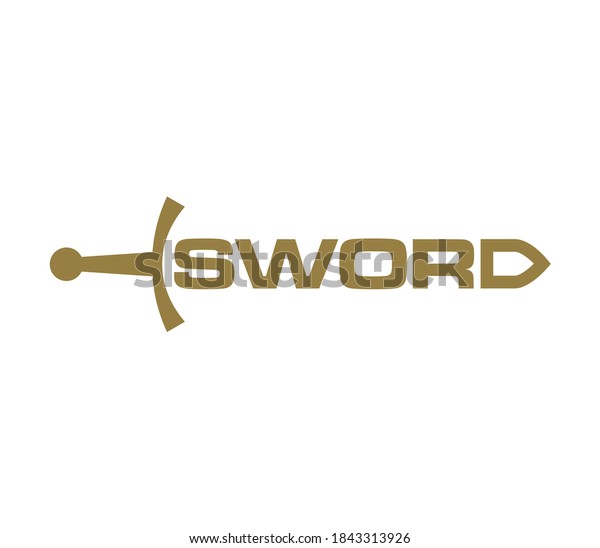 Golden Sword Logo Made Letters White Stock Vector (Royalty Free ...
