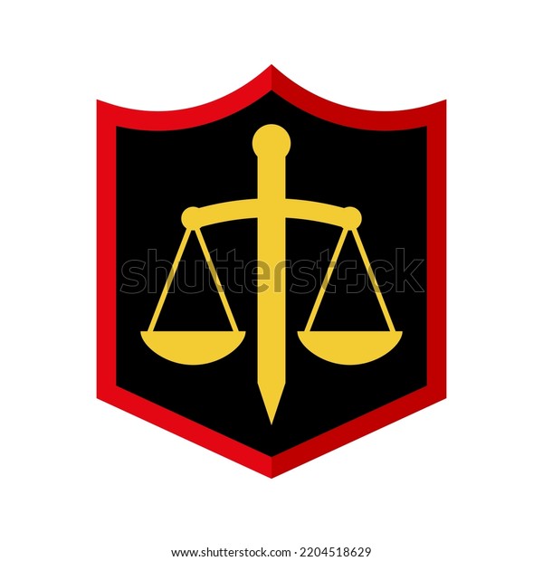 Golden Sword Scales Shield Vector Logo Stock Vector (Royalty Free ...