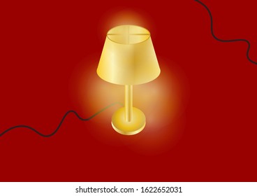 Golden Table Lamp Isolated On Red Stock Vector (Royalty Free ...