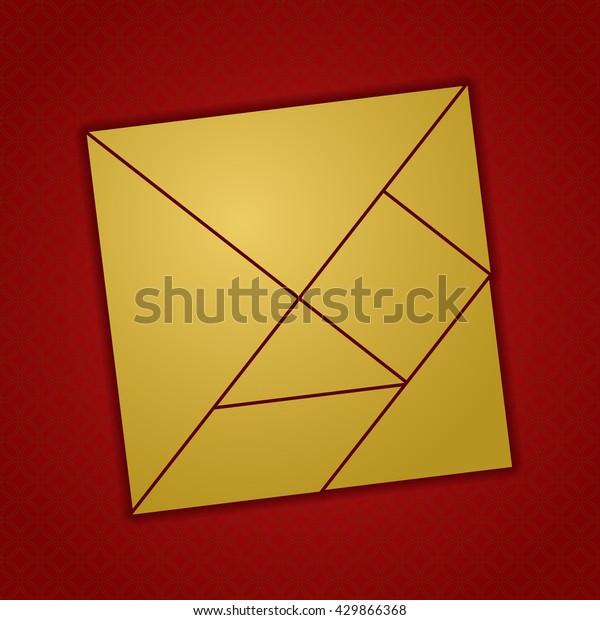 Golden Tangram Square Cut Play Traditional: เวกเตอร์สต็อก (ปลอดค่า ...
