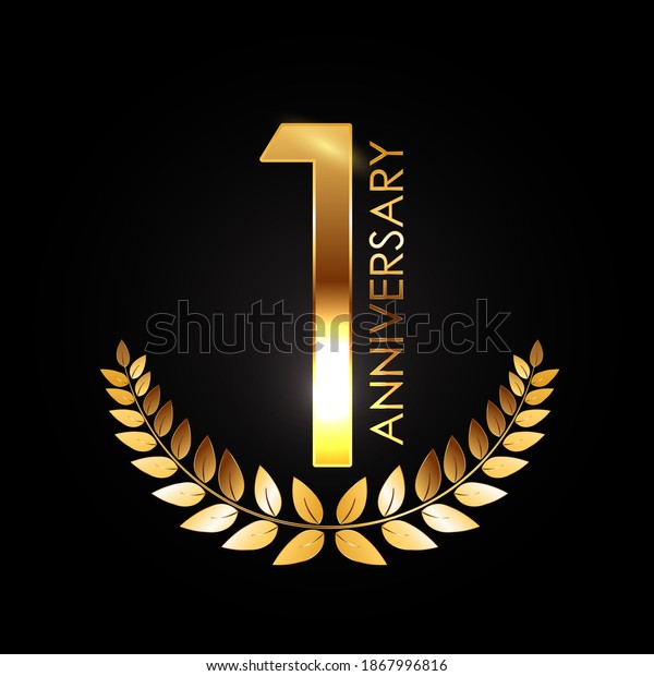 Golden Template Logo 1 Years Anniversary Stock Vector (Royalty Free ...