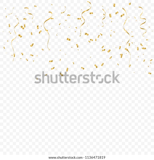 Golden Tiny Confetti Streamer Ribbon Falling Stock Vector (Royalty Free ...