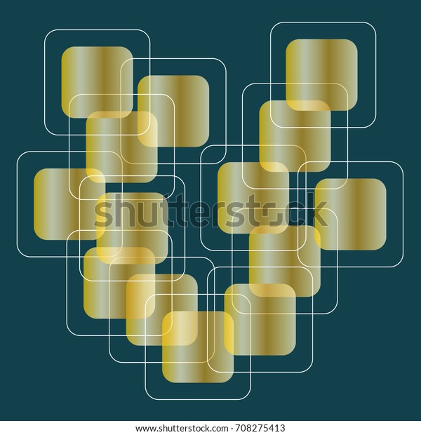 Golden Transparent White Squares Rounded Corners Stock Vector (Royalty ...
