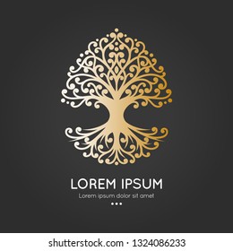 Golden Tree Logo Abstract Modern Illustration Stock Vector (Royalty ...