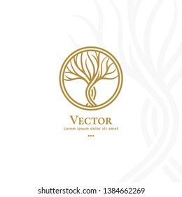 Golden Tree Logo Circle Frame Abstract Stock Vector (Royalty Free ...