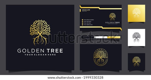 Golden Tree Logo Design Modern Concept Stock Vector (Royalty Free ...