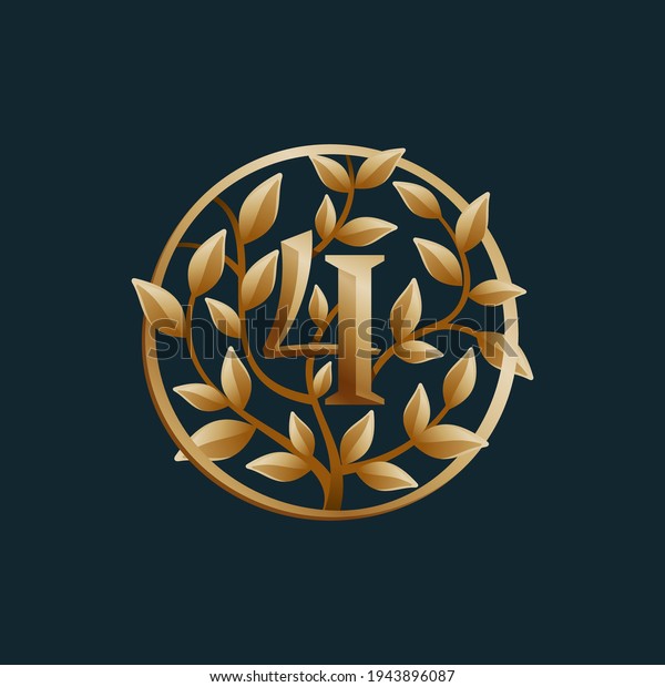 Golden Tree Number Four Logo Vintage Stock Vector (Royalty Free ...