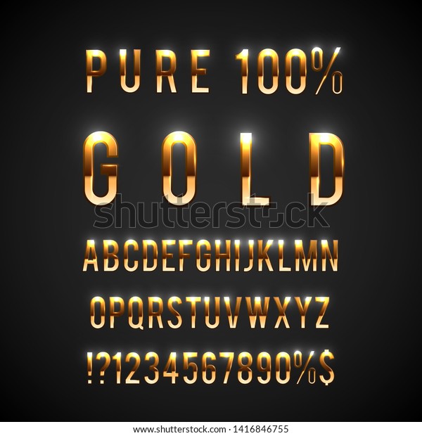 Golden Typefaces Collection Gold Characters Set Stock Vector (Royalty ...