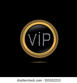 Golden Vip Badge Diamonds Vector Illustration Stock Vector (Royalty ...