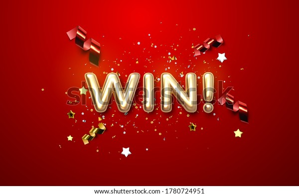 Golden Win Sign On Red Background Stock Vector (Royalty Free ...