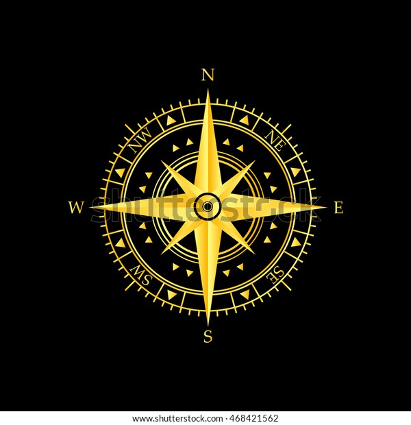 Golden Wind Rose Icon Stock Vector (Royalty Free) 468421562