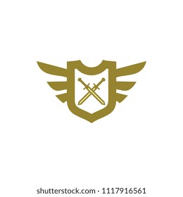 Golden Wing Shield Sword Logo Stock Vector (Royalty Free) 1117916561